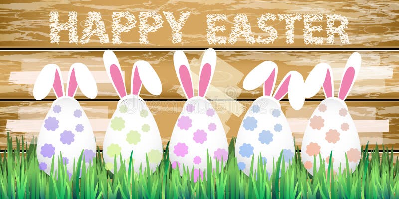 Happy Easter Five Amusing Rabbits Stock Illustration - Illustration of ...