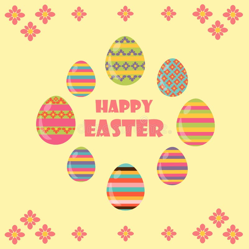 Happy Easter. Flat and Cartoon Style. Vector Illustration Stock Vector ...