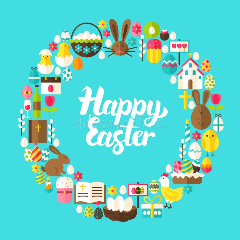 Happy Easter Flat Circle stock vector. Illustration of bible - 88193585