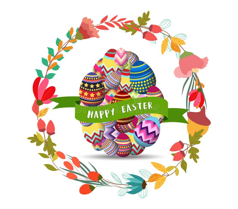 Happy easter.Floral Frame stock illustration. Illustration of beautiful ...