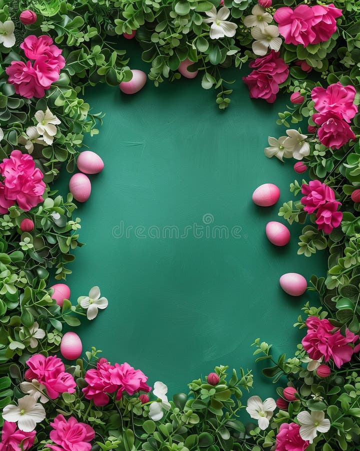 Happy Easter. Floral Frame with Easter Theme Stock Illustration ...