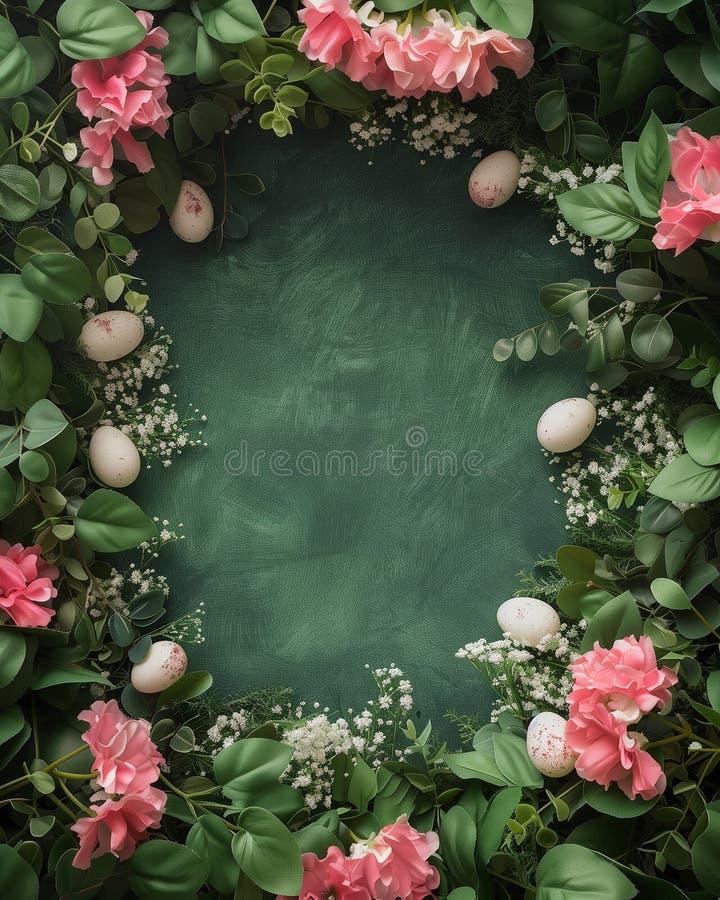 Happy Easter. Floral Frame with Easter Theme Stock Illustration ...