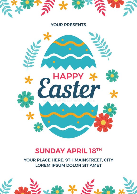 Happy Easter Flyer Template Stock Vector - Illustration of holiday ...