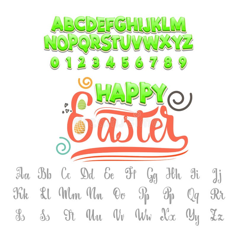 Happy Easter - Font. Vector Alphabet.Hand Lettering Script Font ...