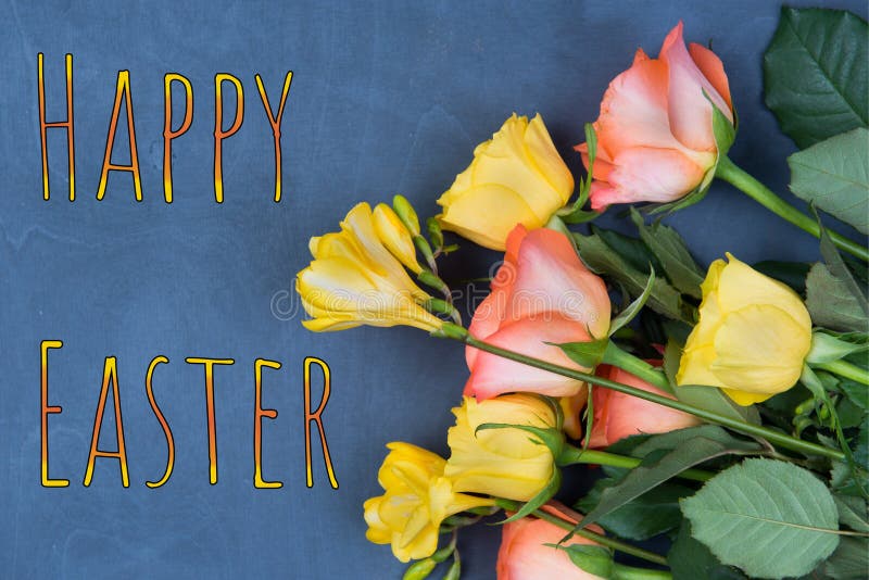 Happy Easter with Fresh Flowers Stock Image - Image of beautiful ...