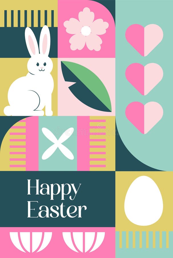 Happy Easter Geometric Background Stock Vector - Illustration of ...