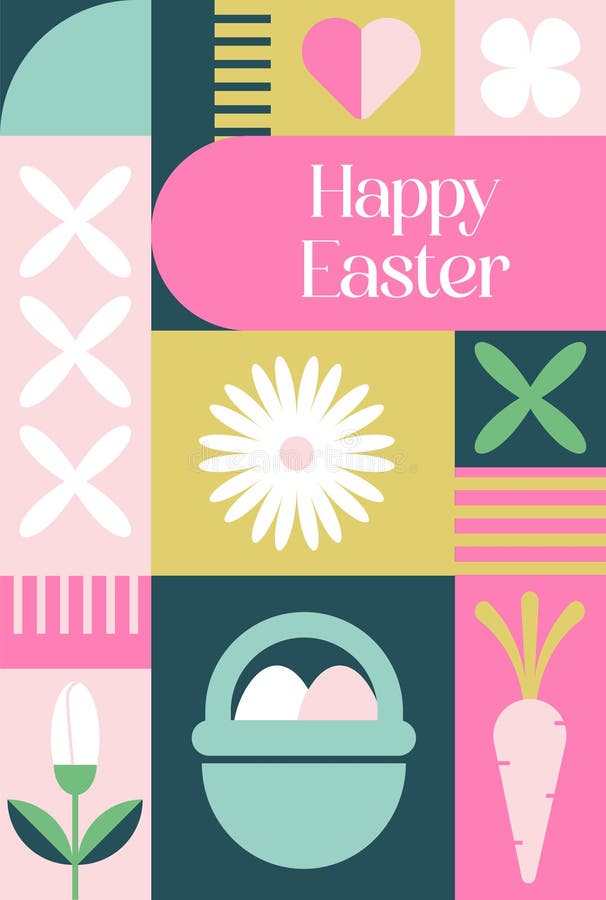 Happy Easter Geometric Background Stock Vector - Illustration of trendy ...