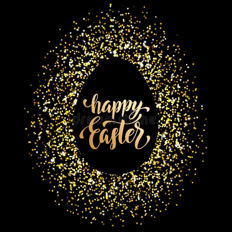 Happy Easter Gold Glitter Egg Vector Premium Paschal Greeting Card ...