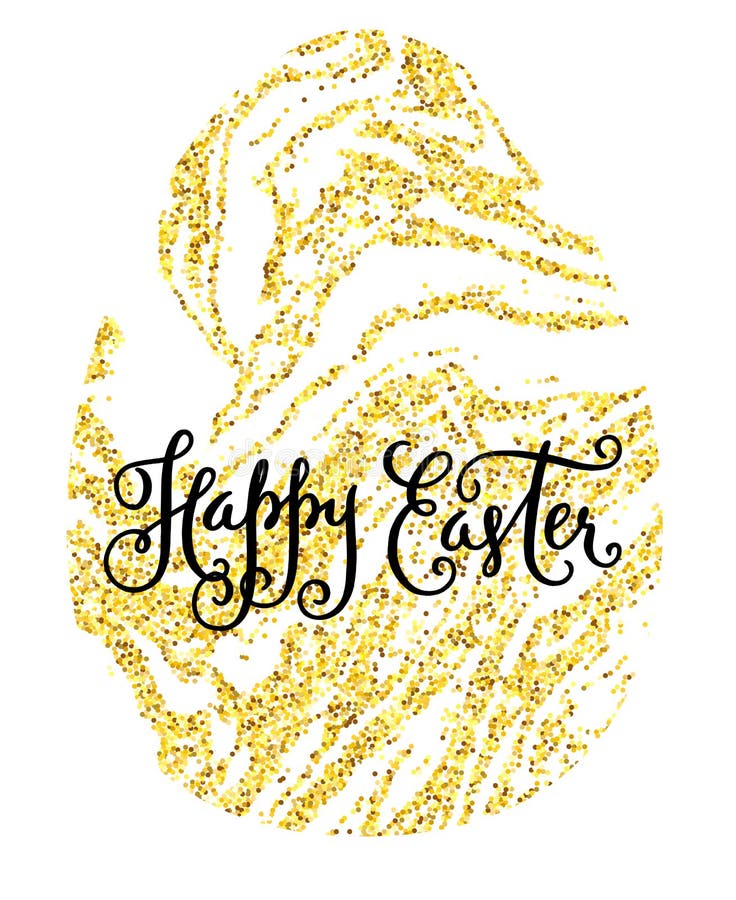 Happy Easter Gold Glitter Greeting Card Stock Vector - Illustration of ...