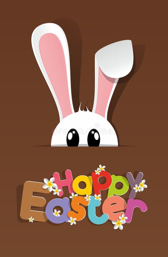 Happy Easter Sign with Cute Bunny Stock Vector - Illustration of ...