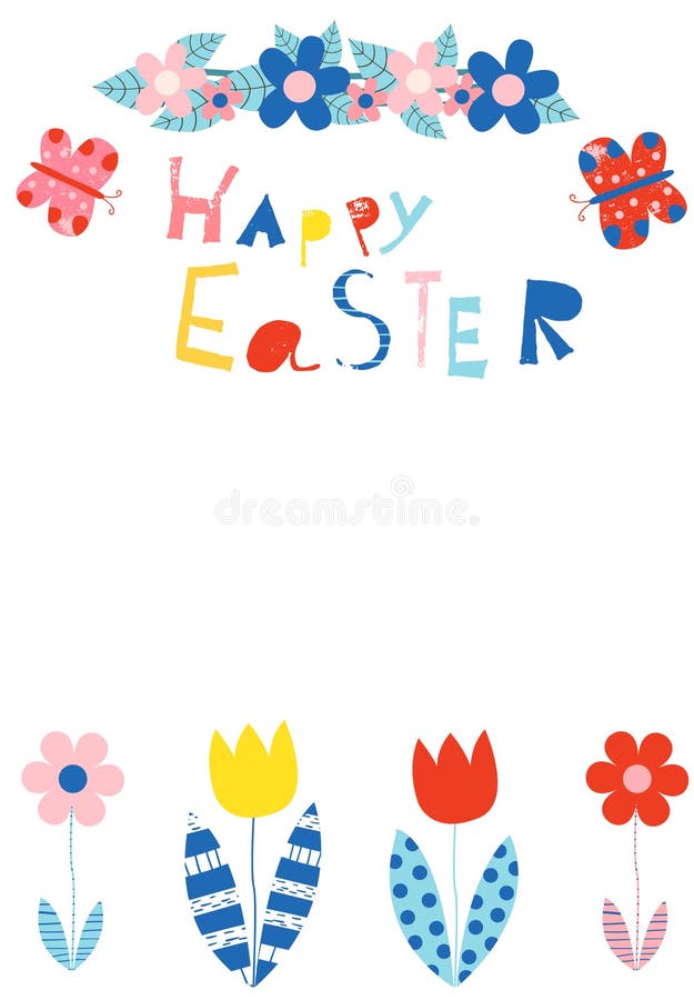 Happy Easter Greeting Card with Copy Space Stock Vector - Illustration ...