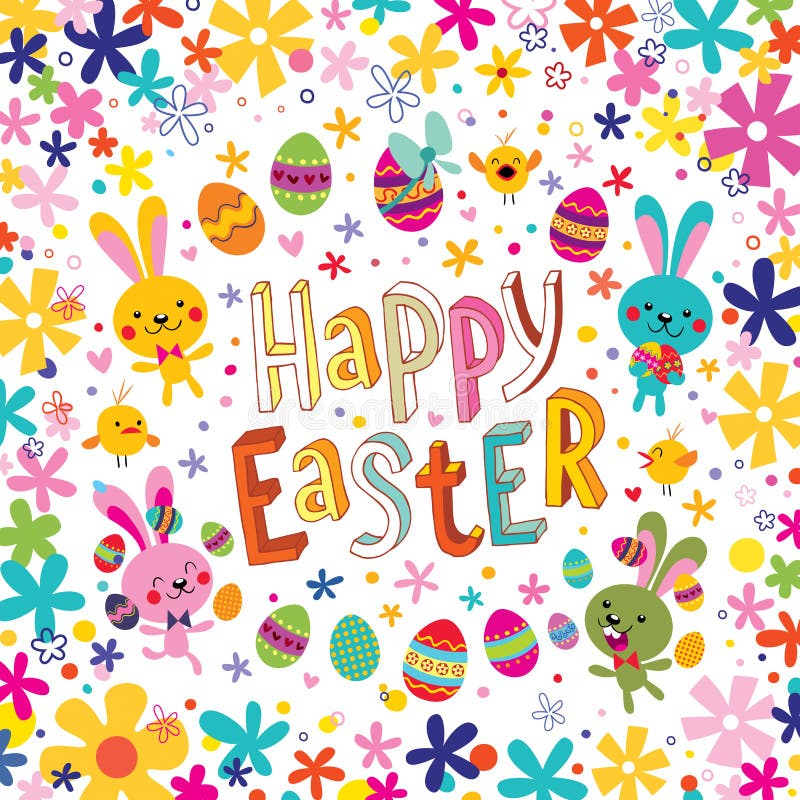 Happy Easter greeting card stock vector. Illustration of scrapbook ...