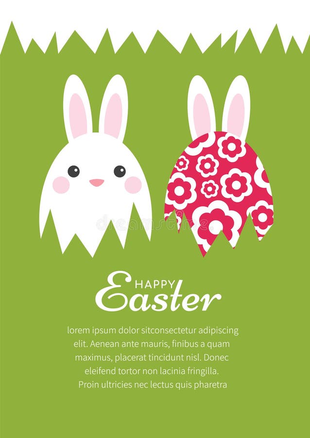 Happy Easter Greeting Card Easter Design With Typography Bunnies