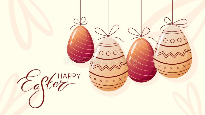 Happy Easter Greeting Card. Easter Egg Decorated with Ornament Pattern ...