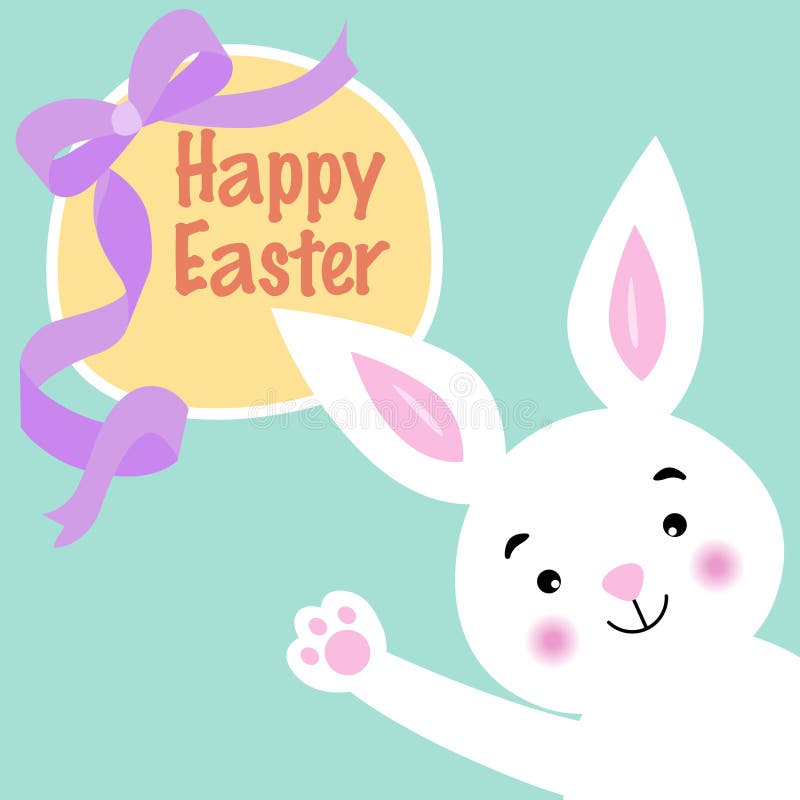 Happy Easter Greeting Card with Friendly Bunny Stock Vector ...