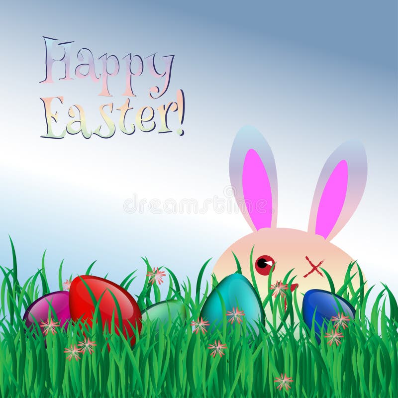 Happy Easter! Greeting Card, Funny Bunny. Rabbit with Text-box Stock ...
