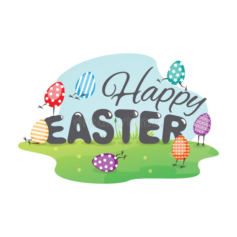 Happy Easter Greeting Card with Funny Eggs. Stock Vector - Illustration ...