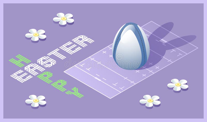 Happy Easter Greeting Card. Rugby. Vector Isometric Illustration. Stock ...