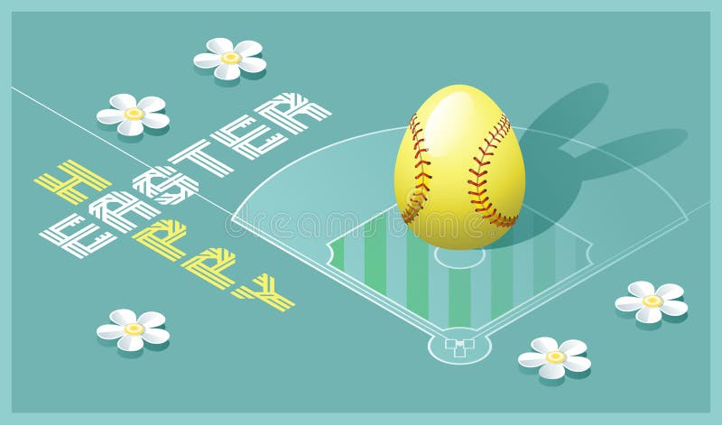 Happy Easter Greeting Card. Softball. Vector Isometric Illustration ...