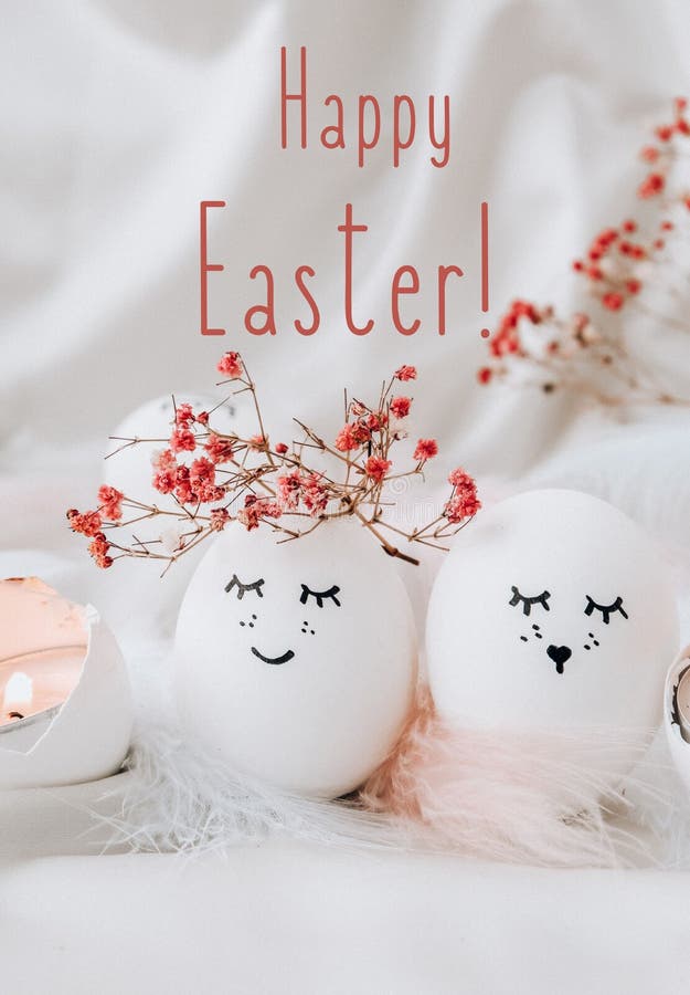 HAPPY EASTER Greeting Card Minimal Easter Concept. Easter Eggs with ...