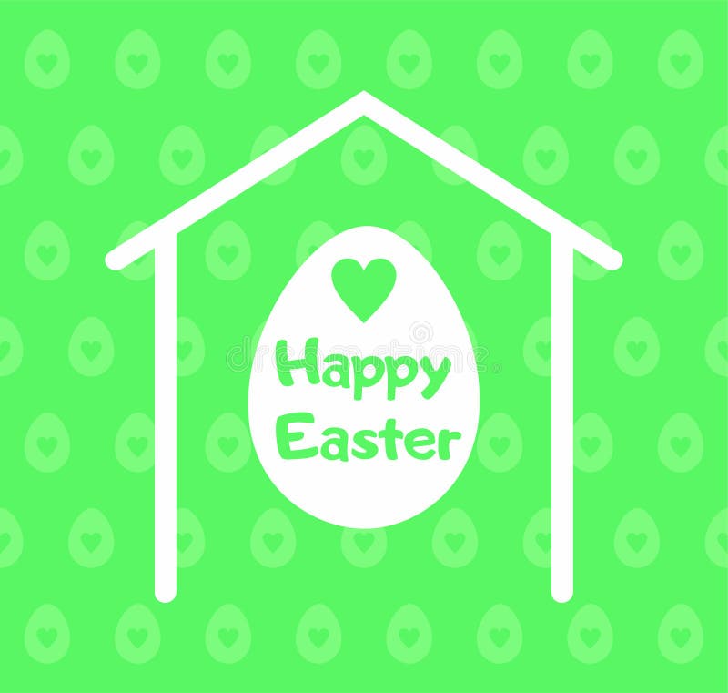 Happy Easter Greeting Card. White Egg with Text and Heart Inside White ...
