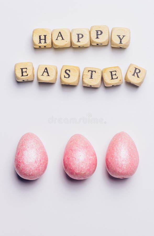 Happy Easter Greeting Card with Wooden Letters and Egg Stock Image ...
