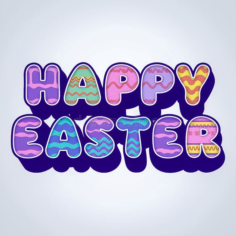 Happy Easter Greeting Colorful Hand Drawn Lettering with Festive Egg ...