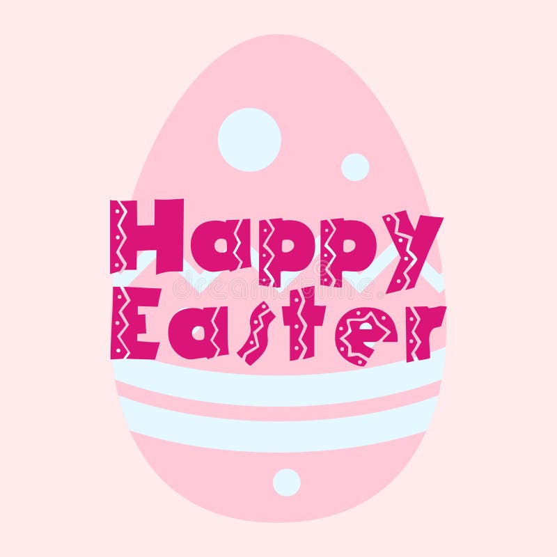 Happy Easter Greeting with Egg Background in Pink Color Stock Vector ...