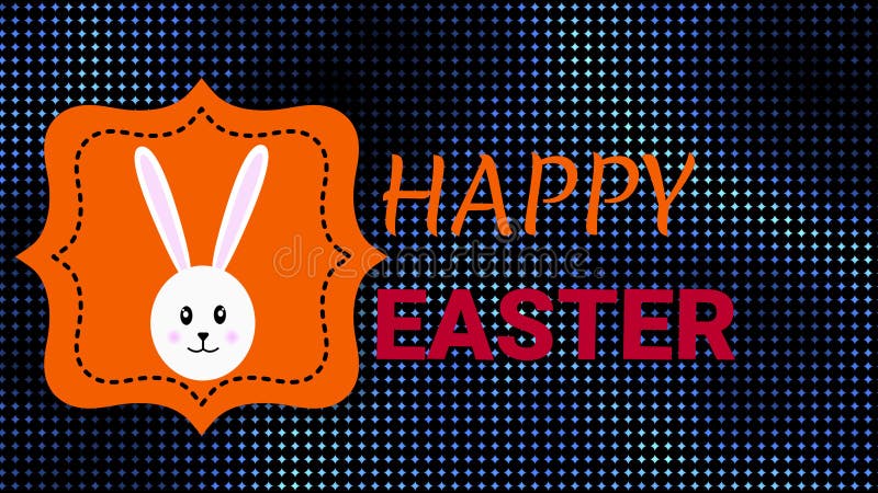 Happy Easter Greetings on Dark Background with Cute Bunny Face Icon ...
