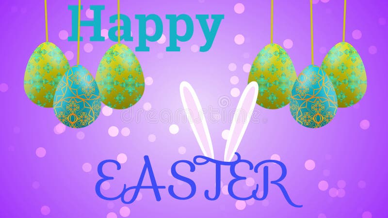 Happy Easter Greetings on Purple and Eggs Stock Illustration ...