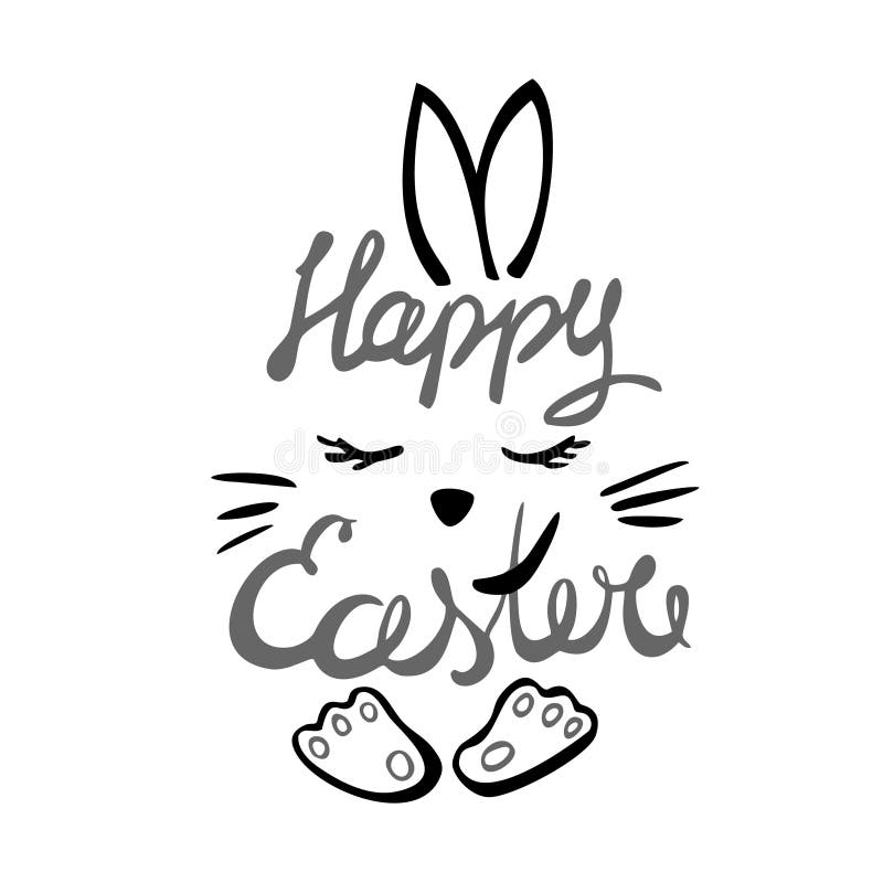 Happy Easter Hand Drawn White Yellow Calligraphy and Brush Pen ...