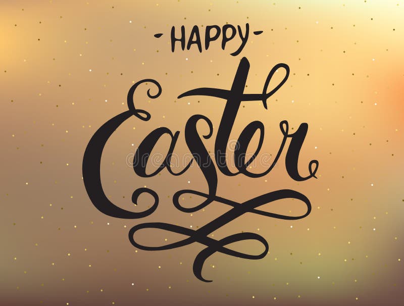 Happy Easter Hand Drawn Calligraphy And Brush Pen Lettering Stock