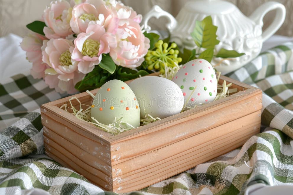 Happy Easter Handmade Note Eggs Easter Decorations Basket. White ...