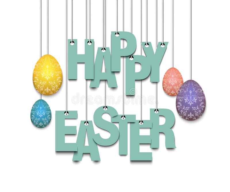 Happy Easter. Hanging Letters on Ropes Stock Vector - Illustration of ...