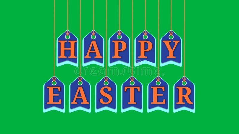 Happy Easter Hanging Tags on Green Screen Stock Illustration ...
