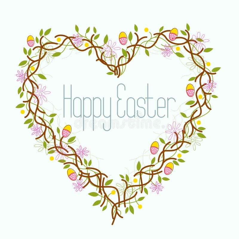 Happy Easter Heart Wreath stock vector. Illustration of font - 39593189