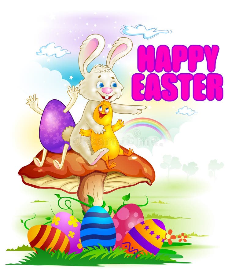 Happy Easter Bunny. Vector Illustration Clipart Set Stock Vector ...