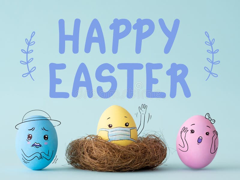 Happy Easter Holiday Lockdown Egg Scared Face Mask Stock Photo - Image ...