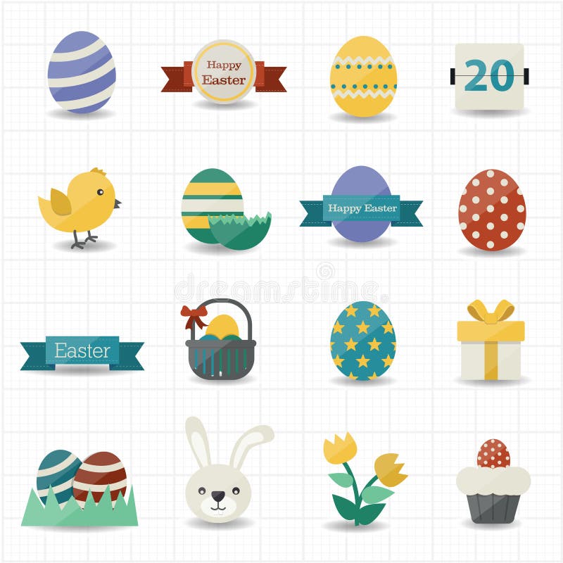 Happy easter icons stock vector. Illustration of animal - 39135081