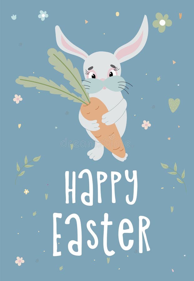 Happy Easter Illustrations. Easter Eggs, Rabbit. Perfect for a Poster, Cover, or Postcard Stock ...