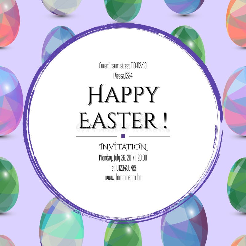 Happy Easter Invitation Card. 3D Easter Eggs with the Abstract Triangle ...