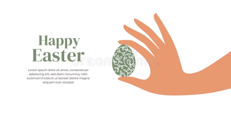 Happy Easter Layout Template with Isolated Vector Illustration of Woman ...