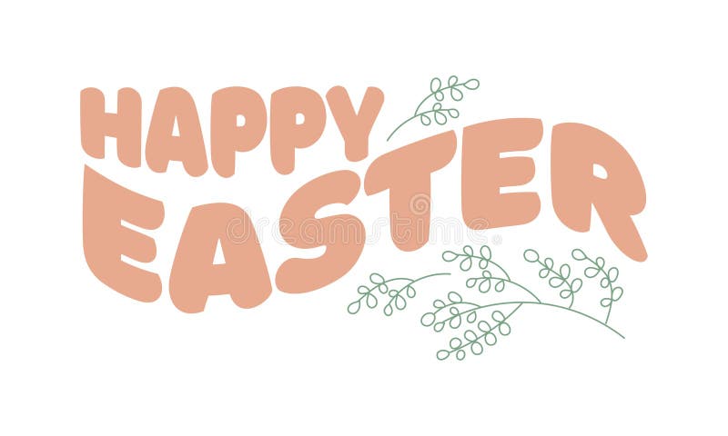 Happy Easter Lettering with Branches Stock Vector - Illustration of ...
