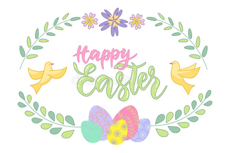 Happy Easter Lettering Composition Stock Vector - Illustration of ...