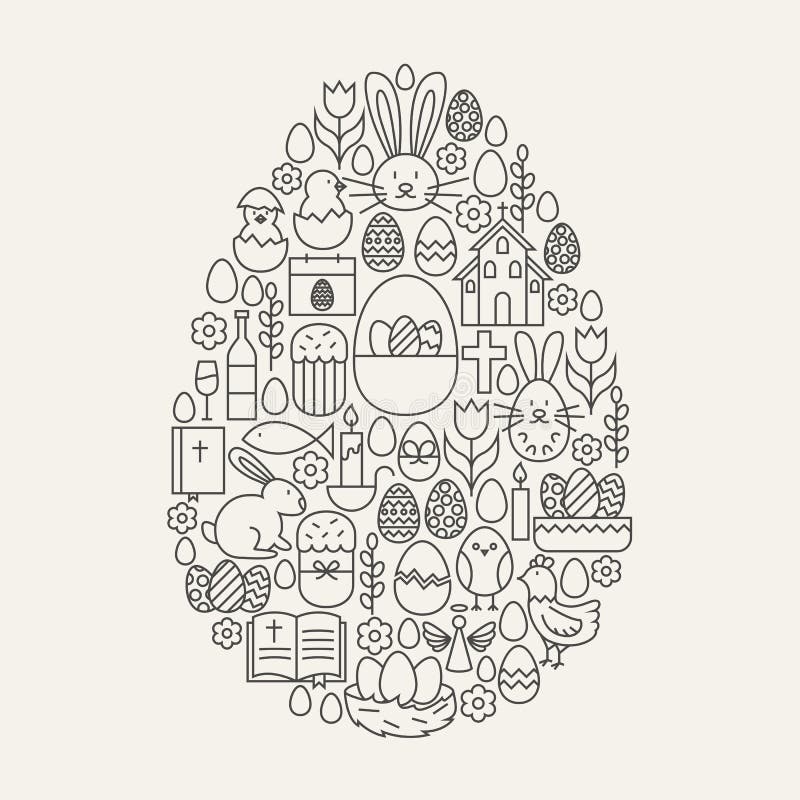 Happy Easter Spring Circle Icons Set with Long Shadow Stock Vector ...