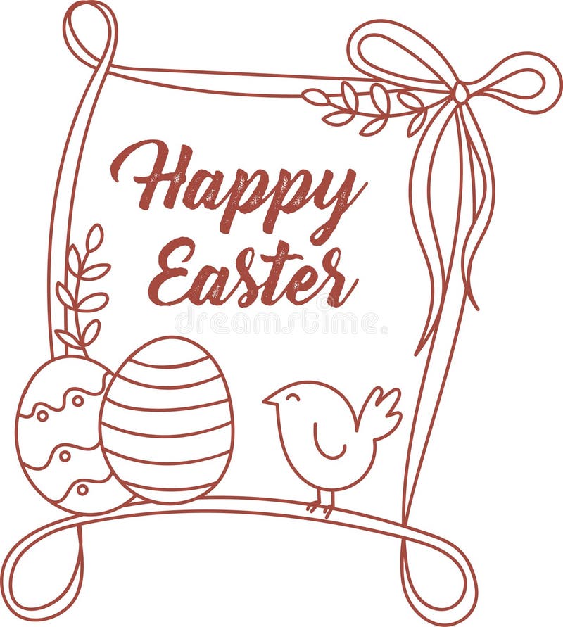 Happy Easter Line Vintage Frame Stock Vector - Illustration of spring ...