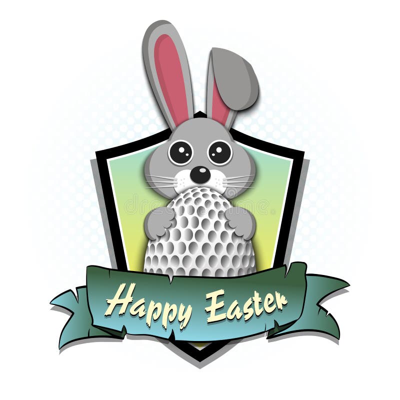 Happy Easter. Rabbit with Egg Shaped Golf Ball Stock Vector ...