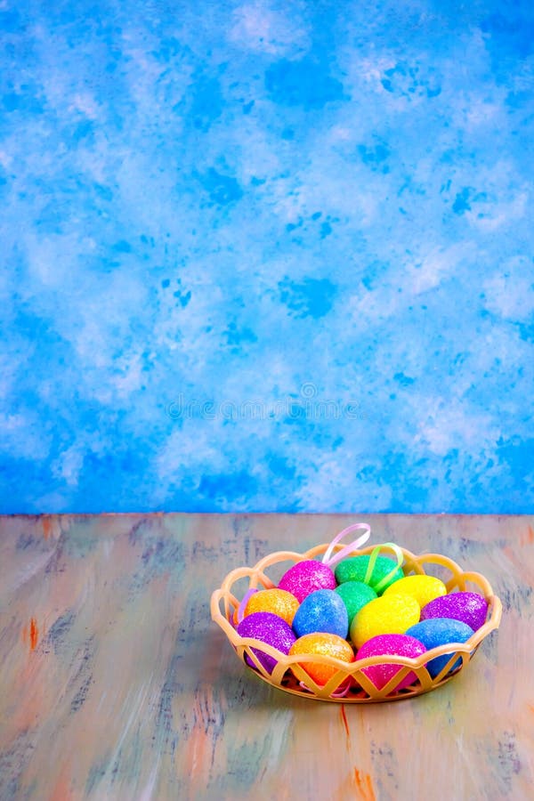 Happy Easter and Lots of Bright Colored Easter Eggs in Krasinki on a ...