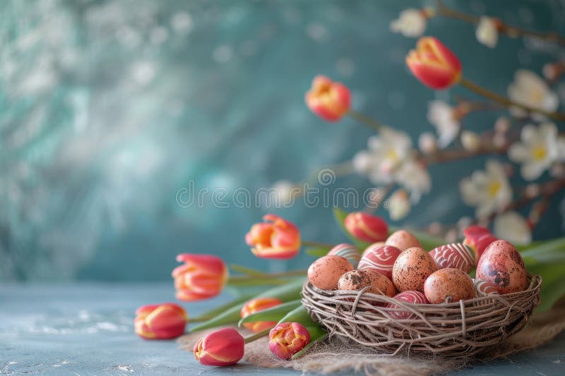 Happy Easter Mauve Eggs Easter Egg Hunt Basket. White Compost Bunny ...