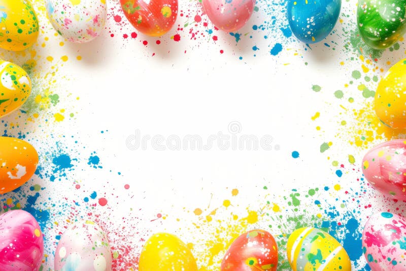 Happy Easter Mediterranean Eggs Easter Scene Basket. White Lilacs Bunny ...